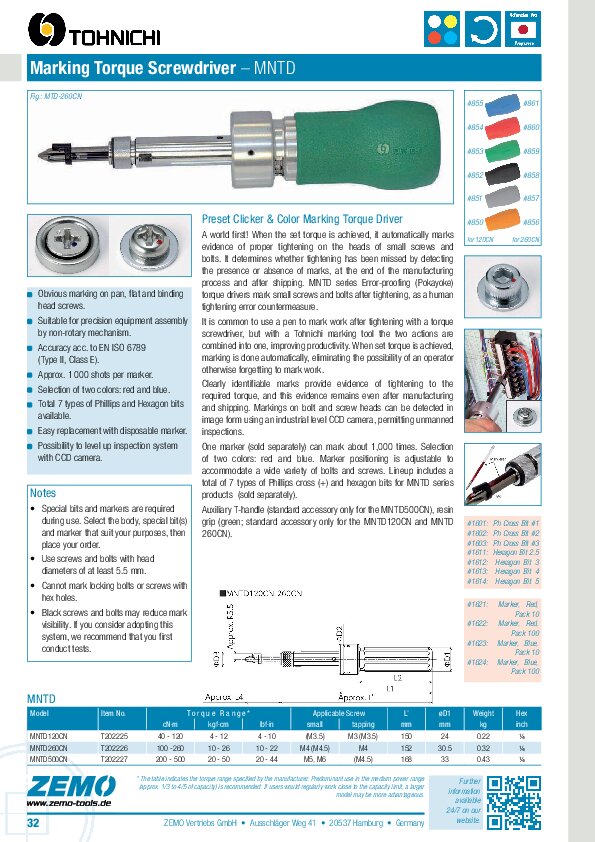Tohnichi MNTD Colour Marking Torque Screwdriver